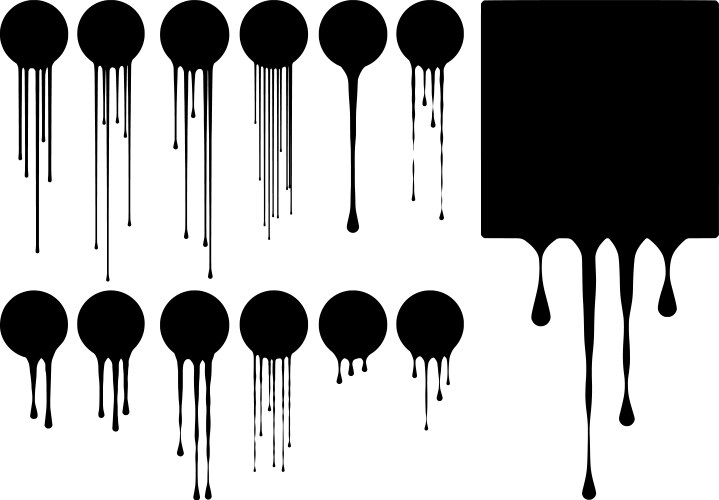 Paint drip stickers dripping liquid current Vector Image