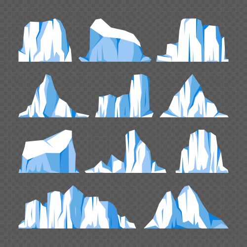 Floating icebergs collection drifting arctic Vector Image