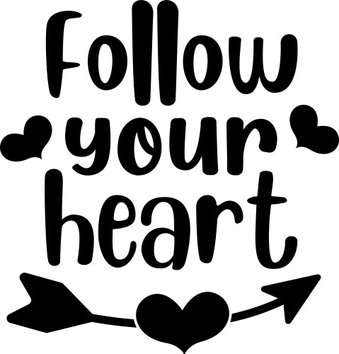 Follow - calligraphy word with hand drawn heart Vector Image