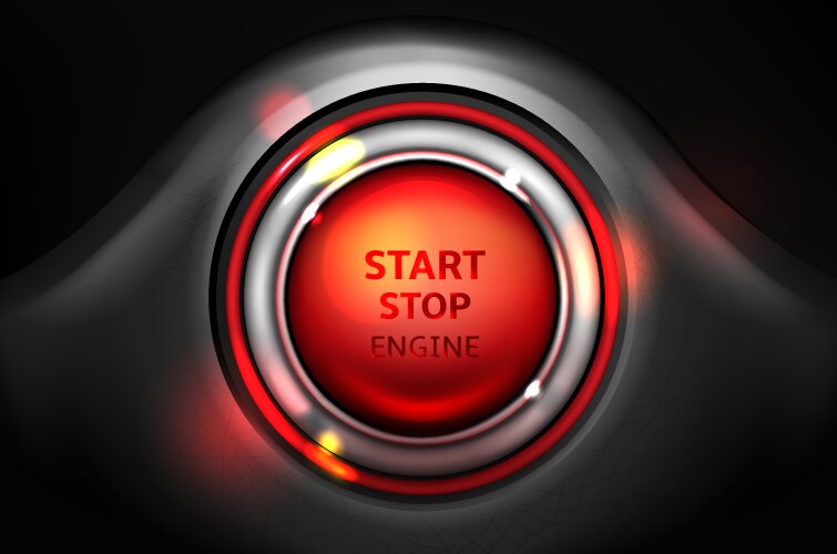Engine start stop button car dashboard element Vector Image