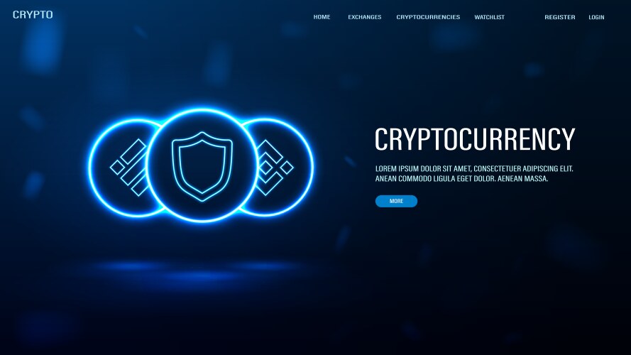 A web banner with bright neon tron trx logo Vector Image