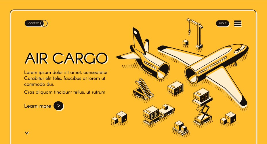 Loading container on cargo airplane cartoon Vector Image