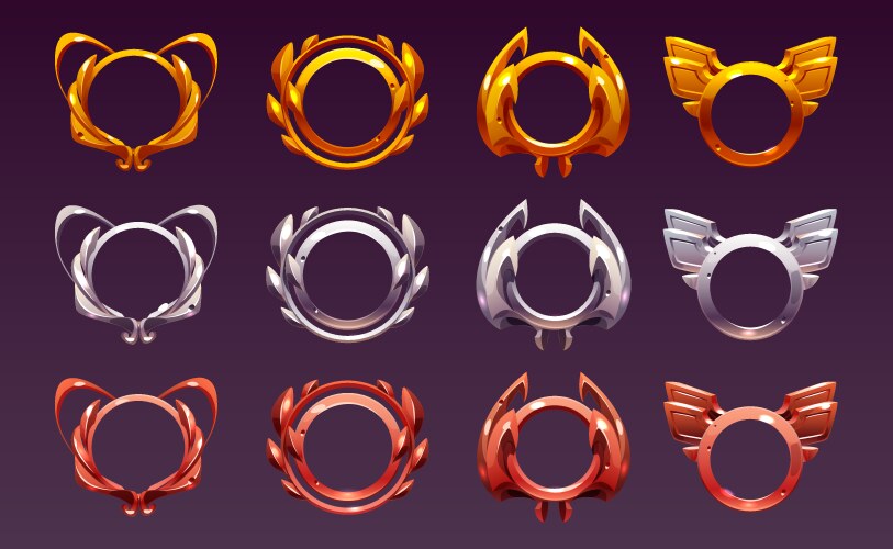 Frame game rank gold silver platinum bronze Vector Image