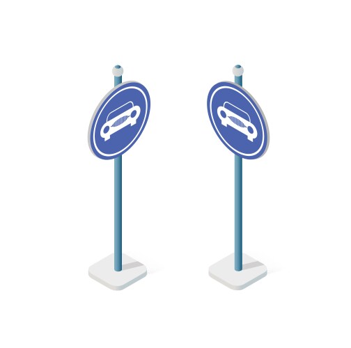 Road signs isometric set street object Royalty Free Vector