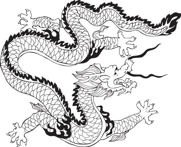 Chinese dragon creeping upwards Royalty Free Vector Image