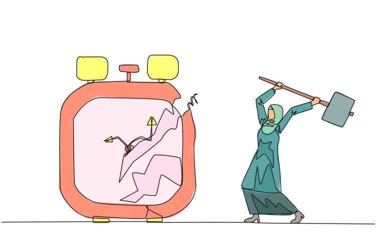 Single continuous line drawing arab businesswoman Vector Image