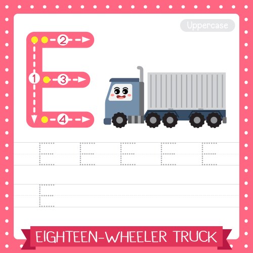 Letter e uppercase and lowercase tracing practice Vector Image