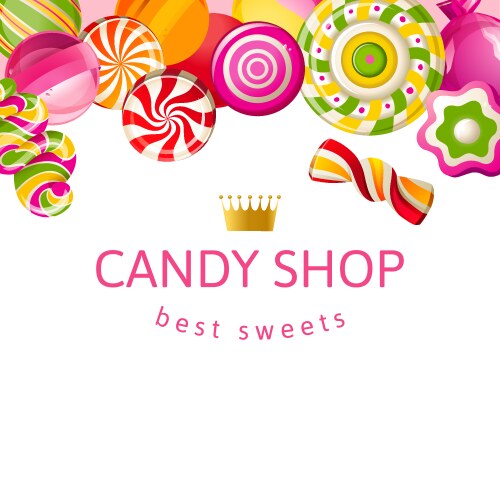 Candy logo with sweet candies Royalty Free Vector Image