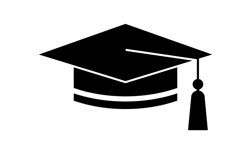 Graduation hat logo graduate cap flat sign Vector Image