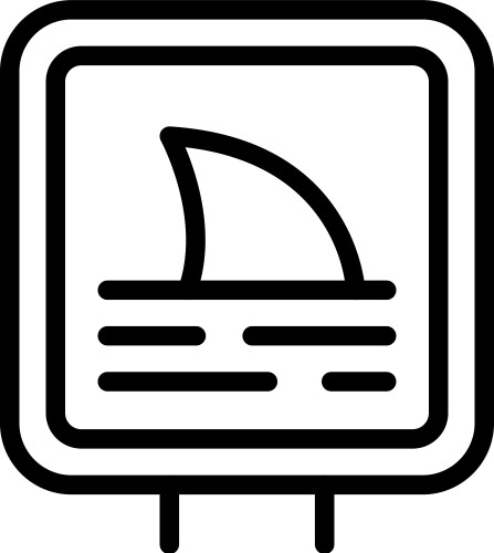 Sharks precaution icon outline beware Royalty Free Vector
