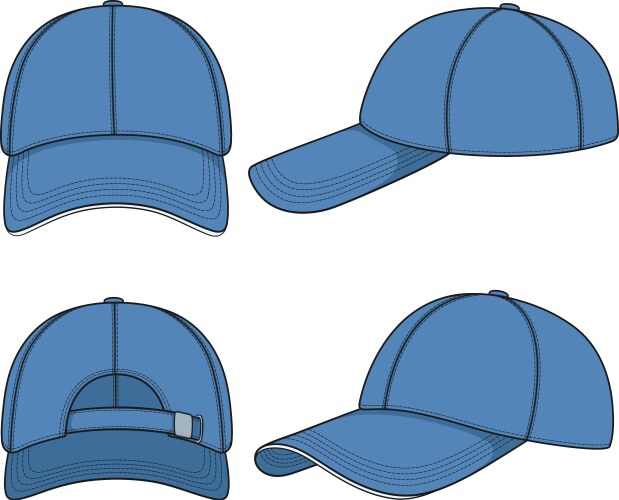 Set of baseball caps front back and side view Vector Image