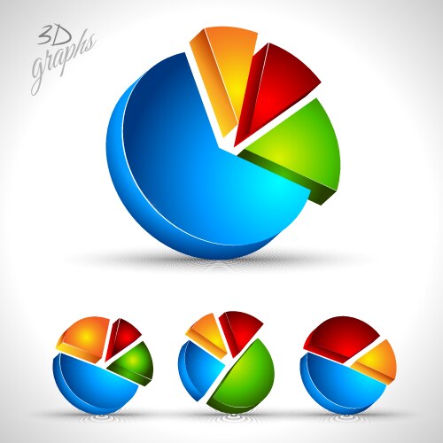 3d graph icons Royalty Free Vector Image - VectorStock