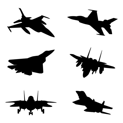 American fighter jet silhouette collection Vector Image