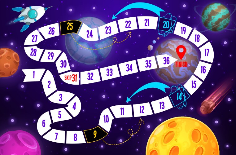 Cartoon space boardgame galaxy discovery kids game