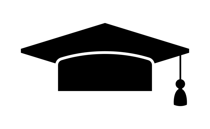 Graduation hat logo graduate cap flat sign Vector Image