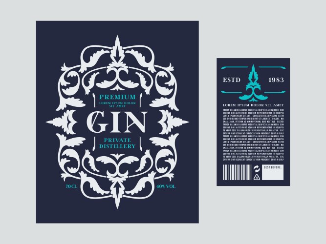 Template decorative label for gin Royalty Free Vector Image