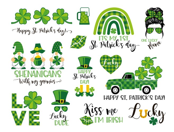 St patricks day elements set Royalty Free Vector Image
