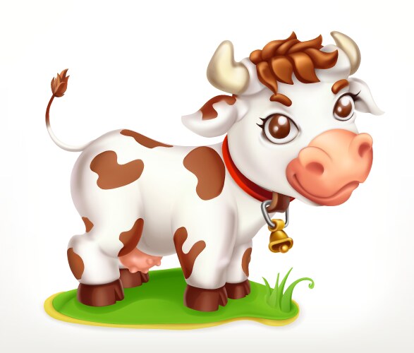 Little cow funny character 3d icon Royalty Free Vector Image