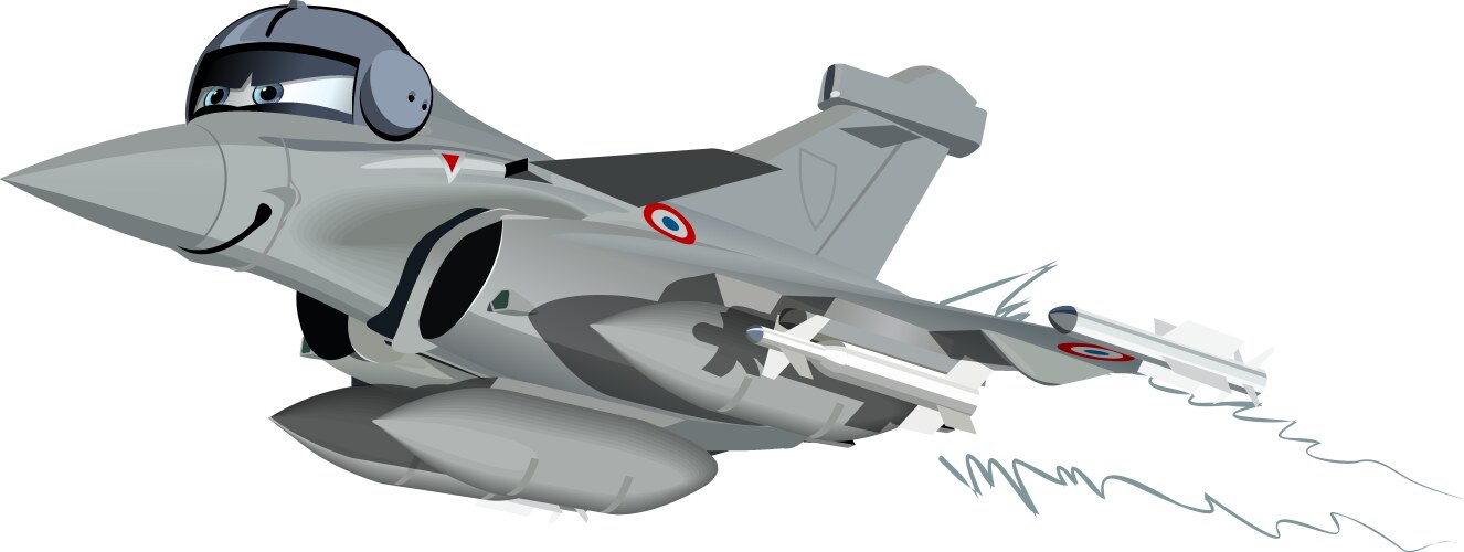 Military fighter jet airplane cartoon Royalty Free Vector