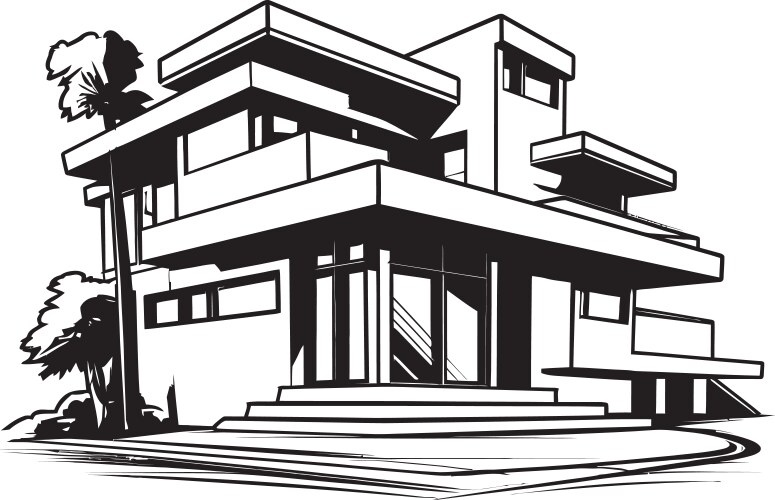 Symmetry blueprint duplex house design in logo Vector Image