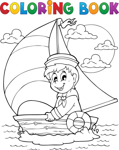 Captain Coloring Page - Ship Illustration Vector Image