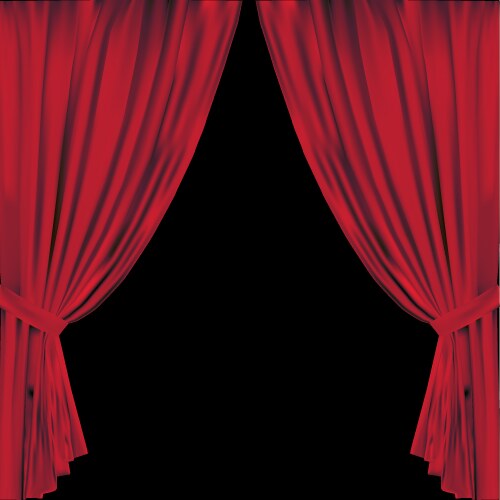 Red stage curtain theatre curtains on transparent Vector Image