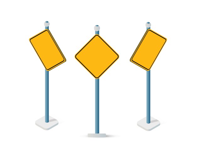 Road signs isometric set street object Royalty Free Vector