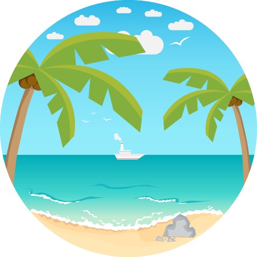 Sea background in circle Royalty Free Vector Image