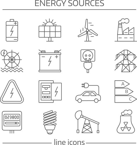Eco friendly bio green energy sources icons signs Vector Image