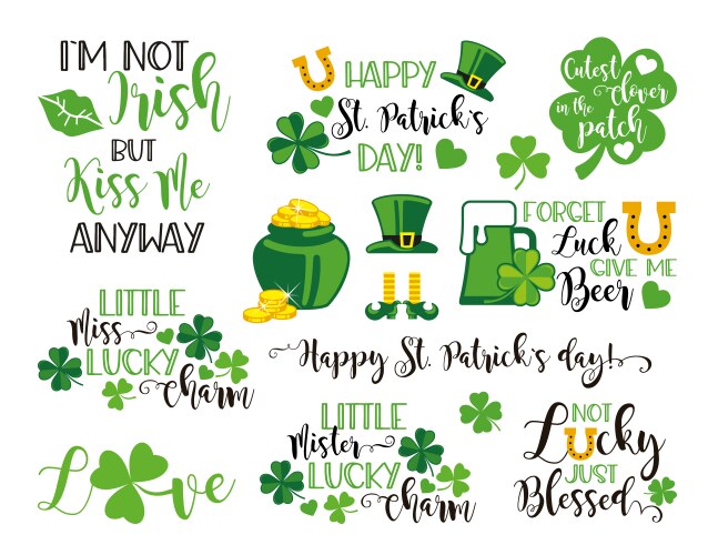 St patricks day elements set Royalty Free Vector Image
