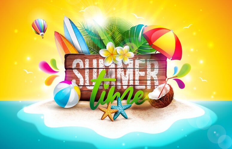 Summer holiday design with flower tropical palm Vector Image