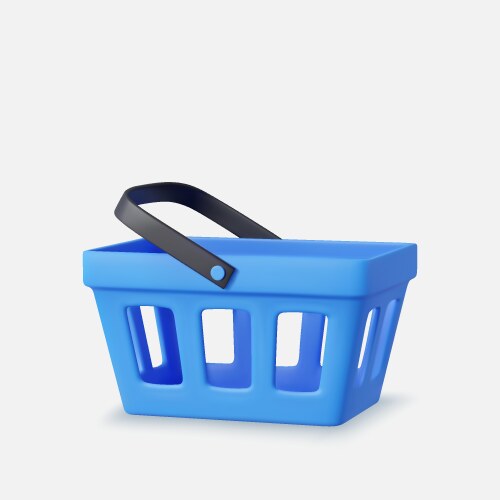 Set of 3d blue realistic shopping cart Royalty Free Vector