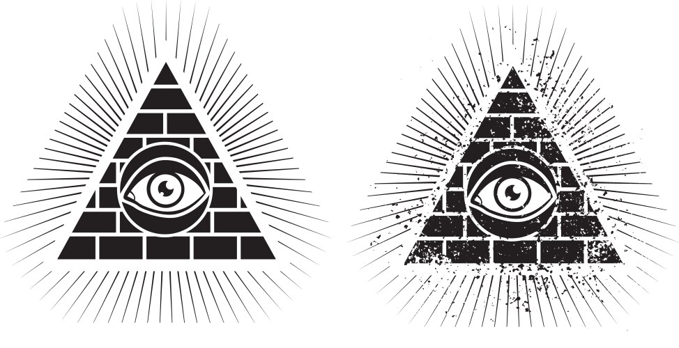 Eye of providence in a triangular pyramid Vector Image
