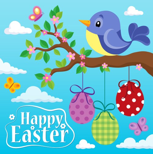 Blue bird with easter egg Royalty Free Vector Image