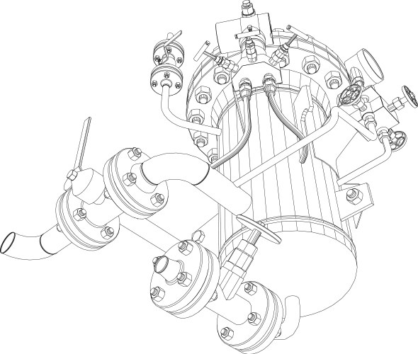 Shell and tube heat exchanger blueprints Vector Image