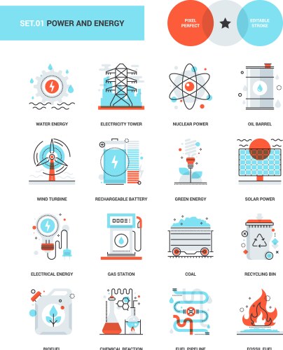 Power station energy green labels Royalty Free Vector Image