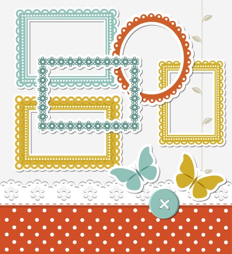 Baby owl blue scrapbook frame Royalty Free Vector Image