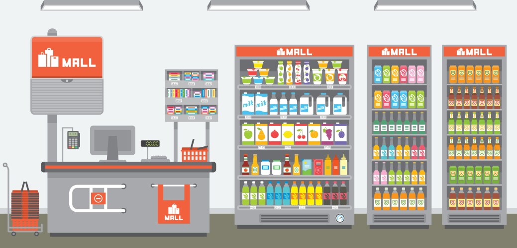 Supermarket store hypermarket building Royalty Free Vector