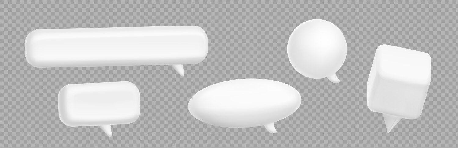Empty white 3d speech bubbles different shapes Vector Image