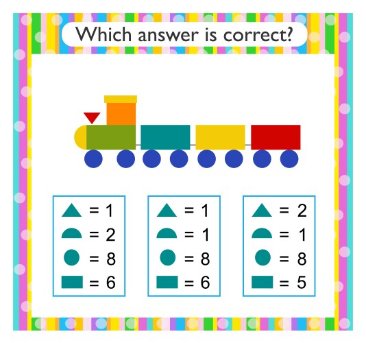 Math activity for kids find the correct answer Vector Image