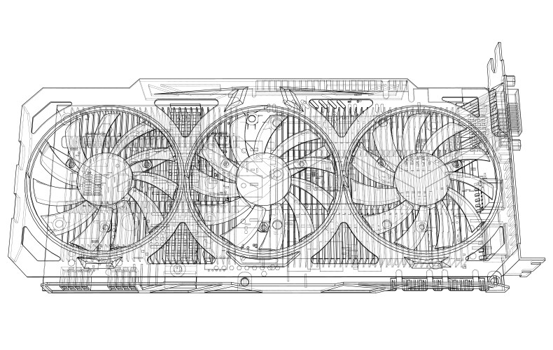 Video card hardware icon outline gpu fan Vector Image