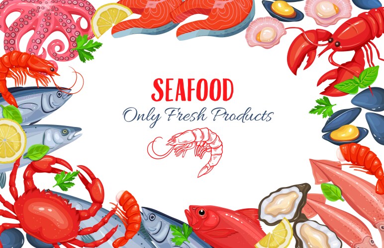 Seafood menu background Royalty Free Vector Image