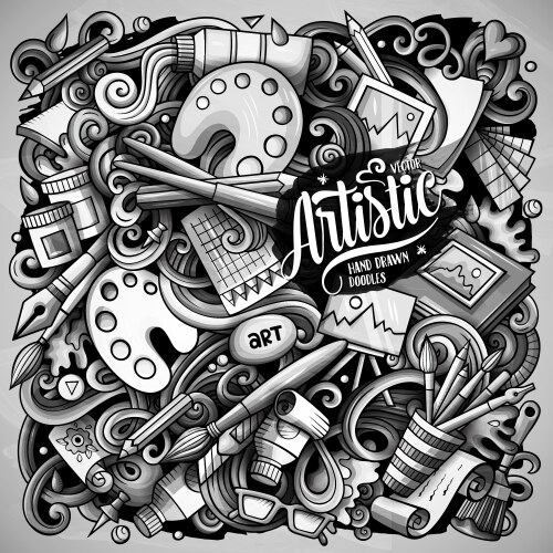 Cartoon doodles art and design Royalty Free Vector Image