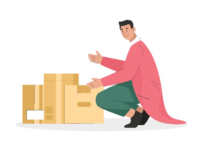 Cartoon a delivery man holding box Royalty Free Vector Image