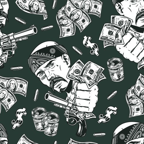 Money monochrome vintage seamless pattern Vector Image