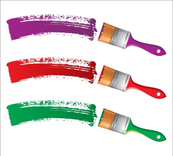 Paint brush color mark paintbrush set vec Vector Image