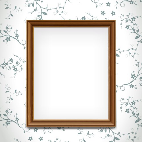 Wooden rectangular 3d photo frame with shadow Vector Image