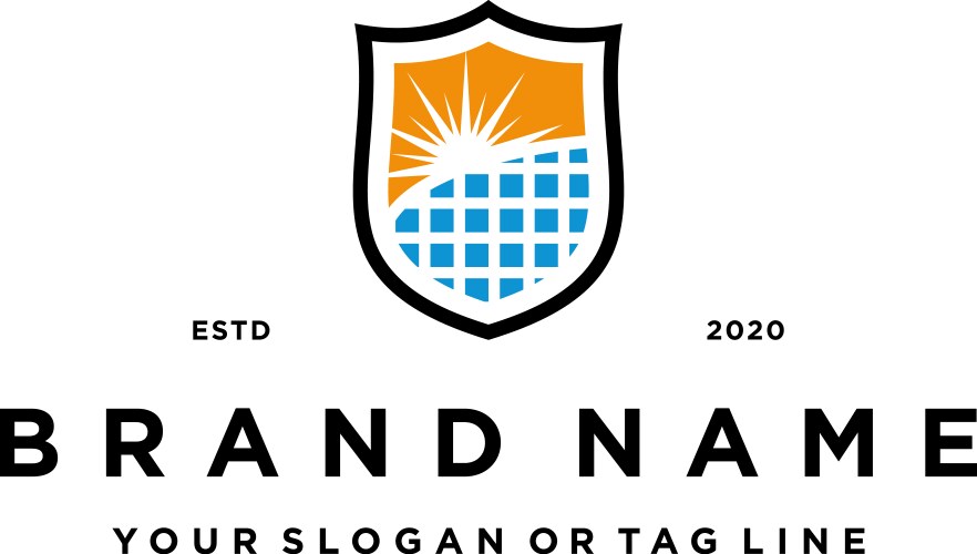 Creative solar panel shield logo design concept Vector Image