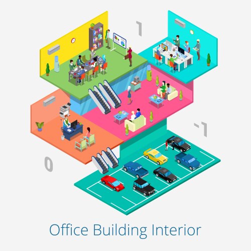 Isometric concept coworking center Royalty Free Vector Image