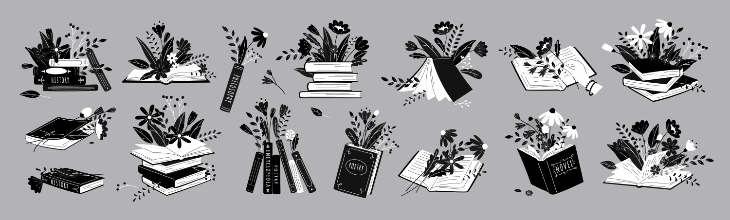 Stack of Books Black and White Vector Images (over 9,000)